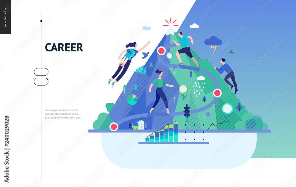 Business series, color 1- career -modern flat vector illustration ...