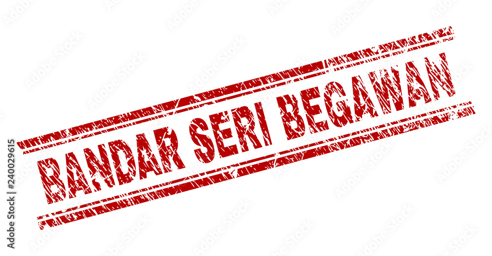 BANDAR SERI BEGAWAN seal print with grunge texture. Red vector rubber ...