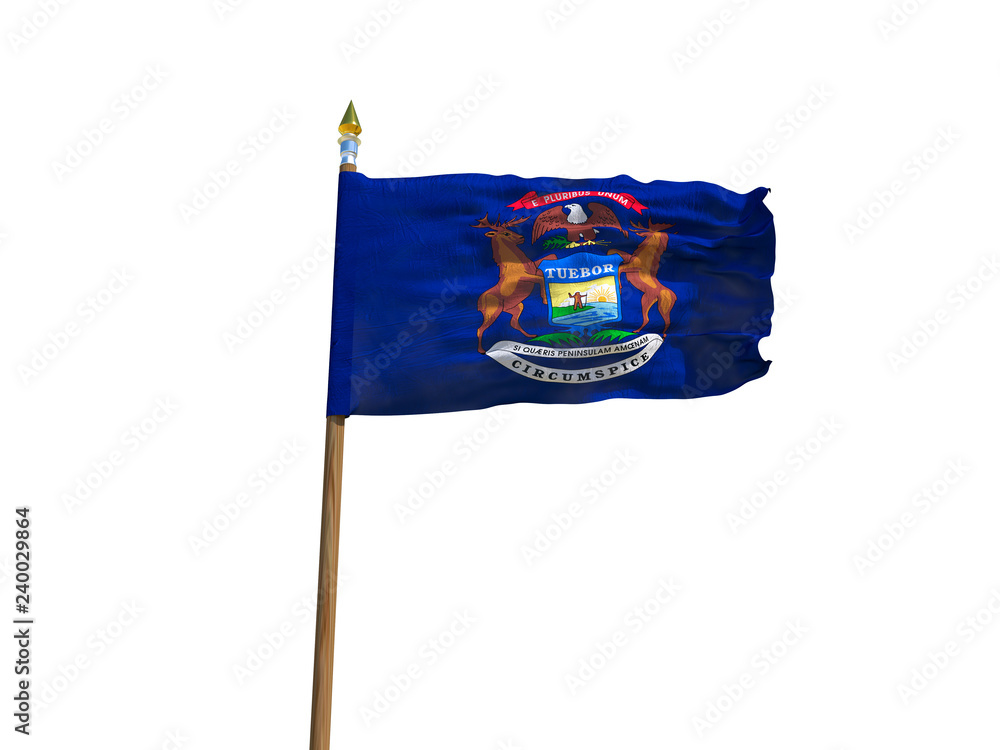 Michigan flag USA flag Isolated Silk waving flag made transparent ...