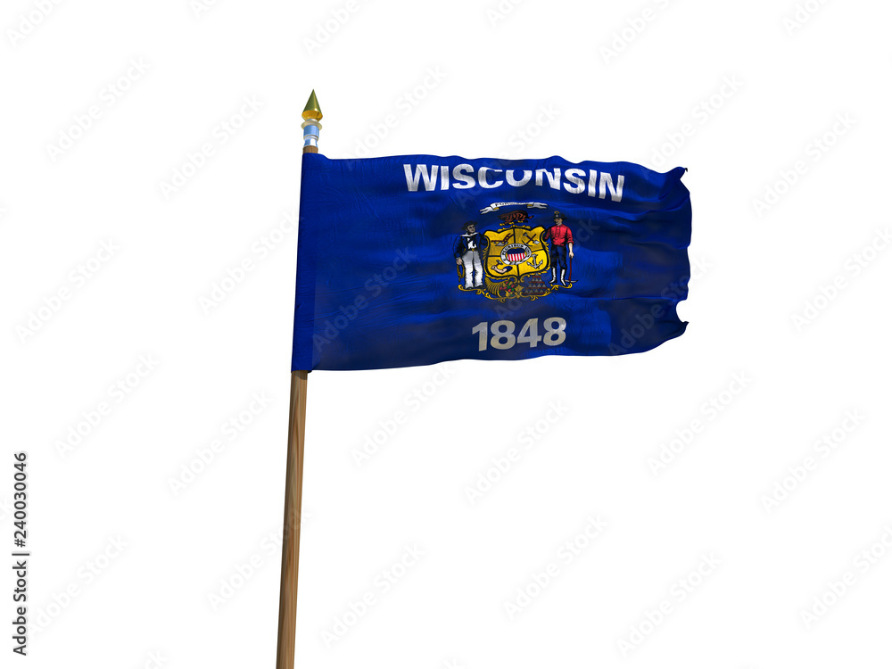 Wisconsin flag USA flag Isolated Silk waving flag made transparent ...