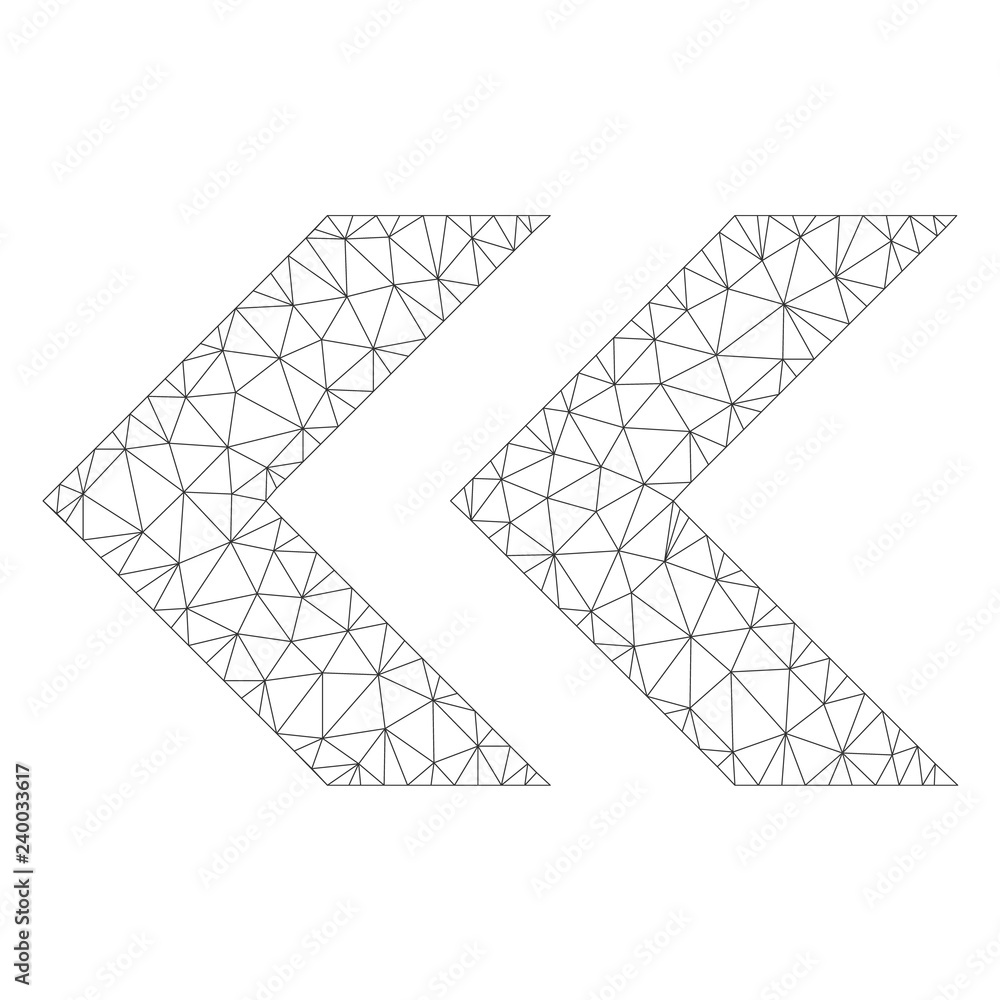 Mesh vector shift left icon on a white background. Polygonal carcass ...