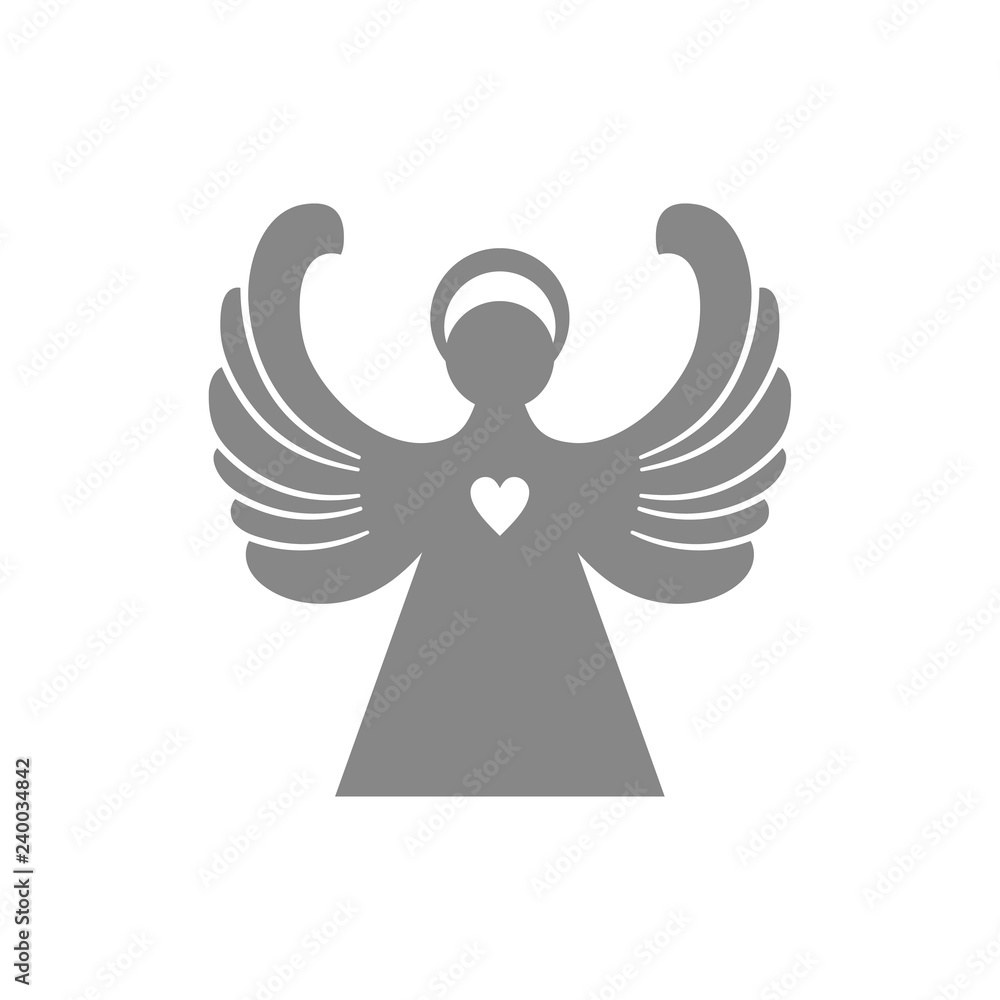 Paper angel is a simple form for cutting. Symmetrical static silhouette ...