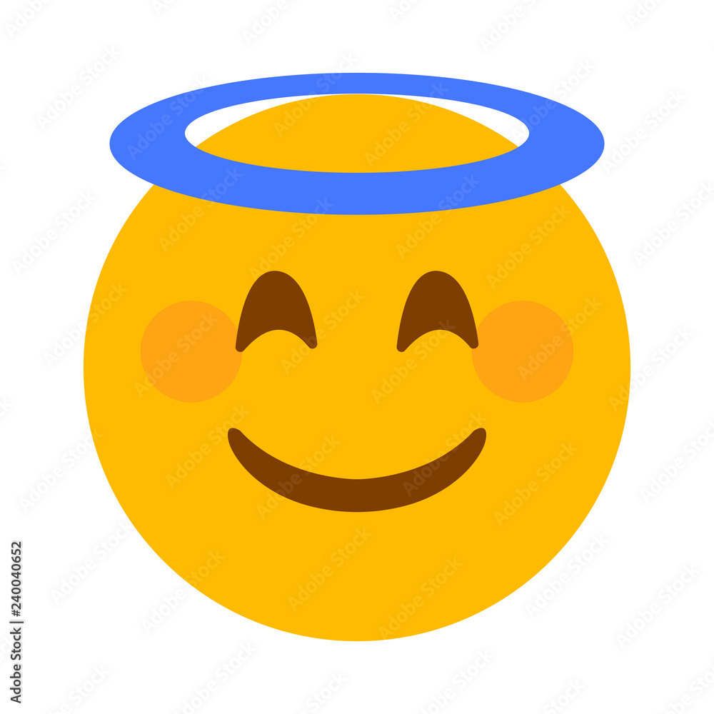 Angel smiley face with halo emoji vector Stock Vector | Adobe Stock
