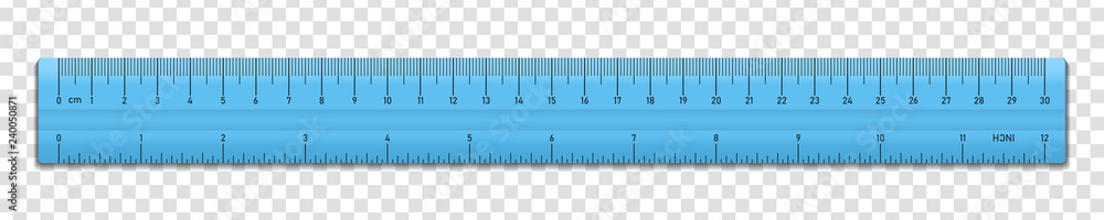 Realistic plastic blue tape ruler isolated on transparent background ...