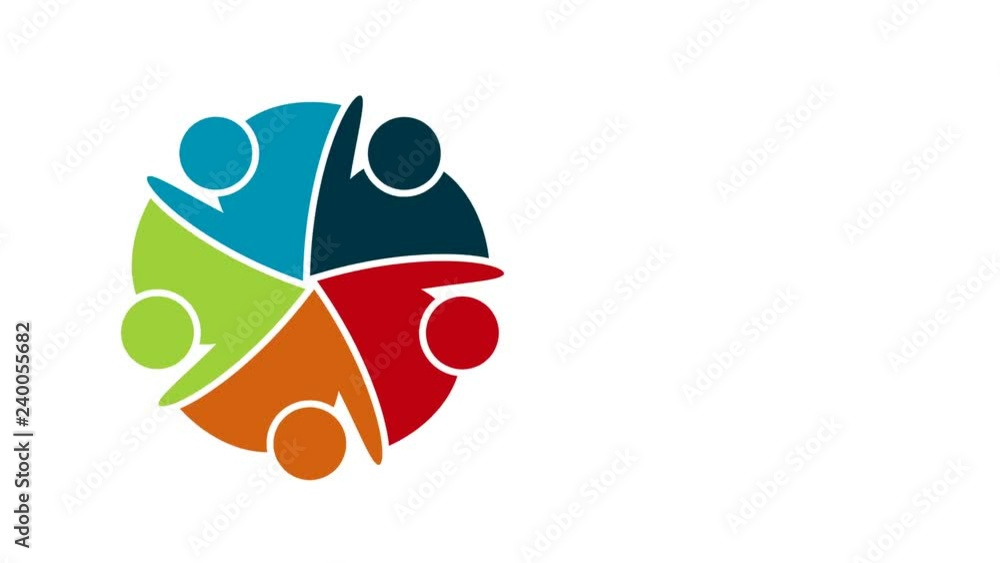 People logo. Group teamwork symbol of five persons in a circle.4K ...