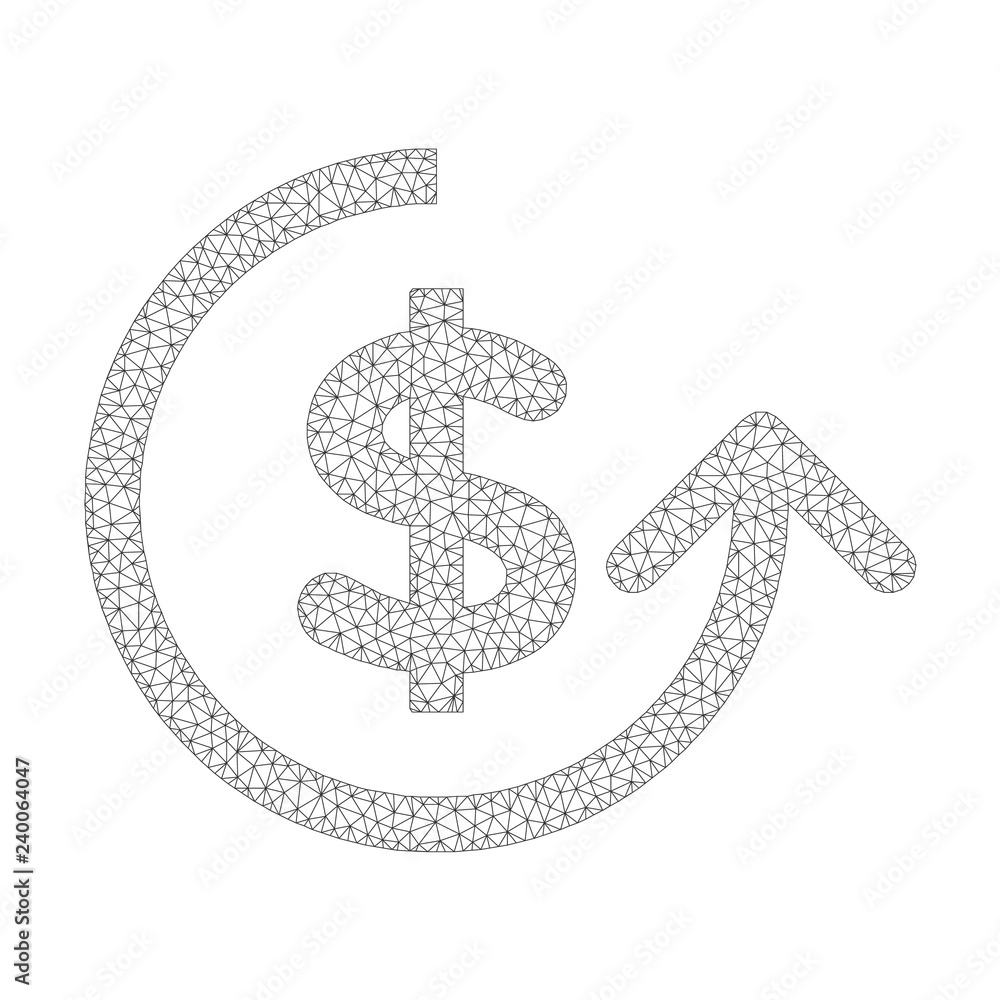 Polygonal vector chargeback icon on a white background. Mesh wireframe ... Polygonal vector chargeback icon on a white background. Mesh wireframe ...