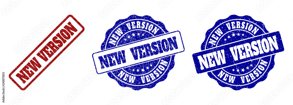 NEW VERSION grunge stamp seals in red and blue colors. Vector NEW ...