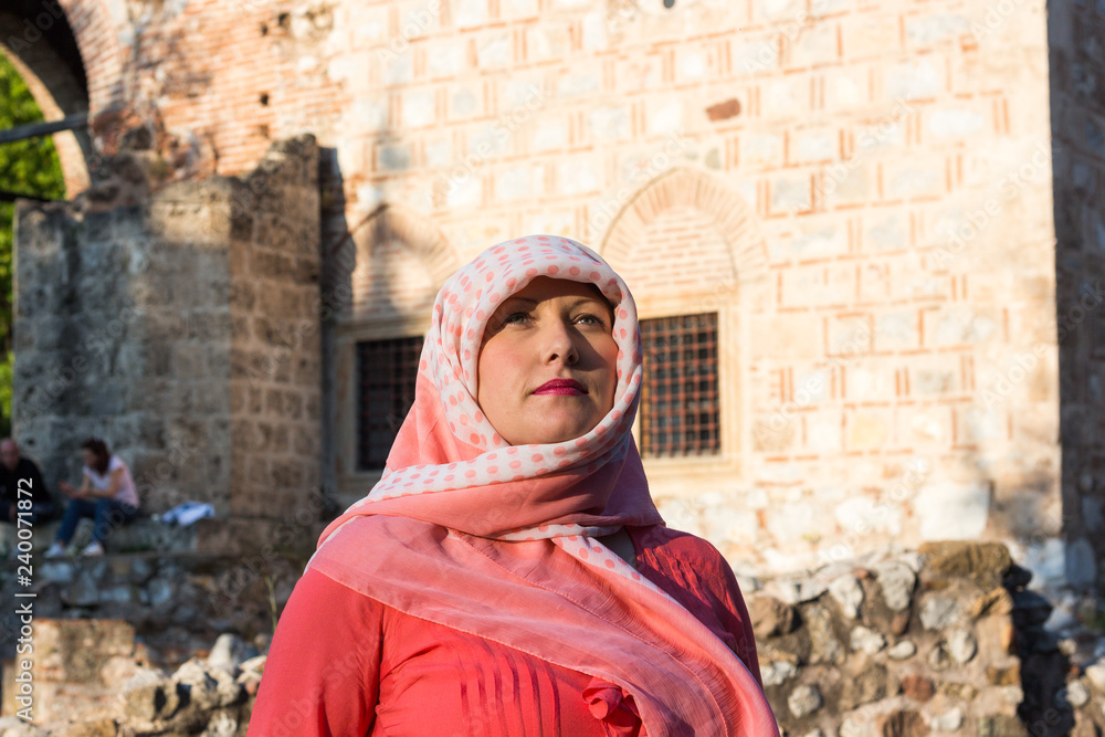 Modern Lookalike Muslim Woman With Scarf and Sunglasses Posing in Front ...