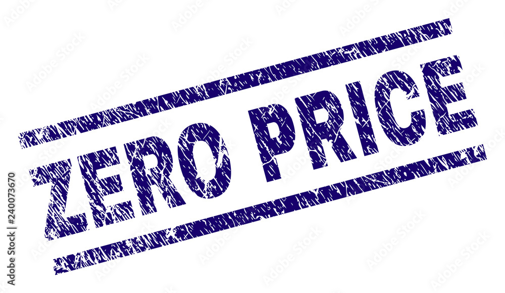 ZERO PRICE seal print with distress style. Blue vector rubber print of ...