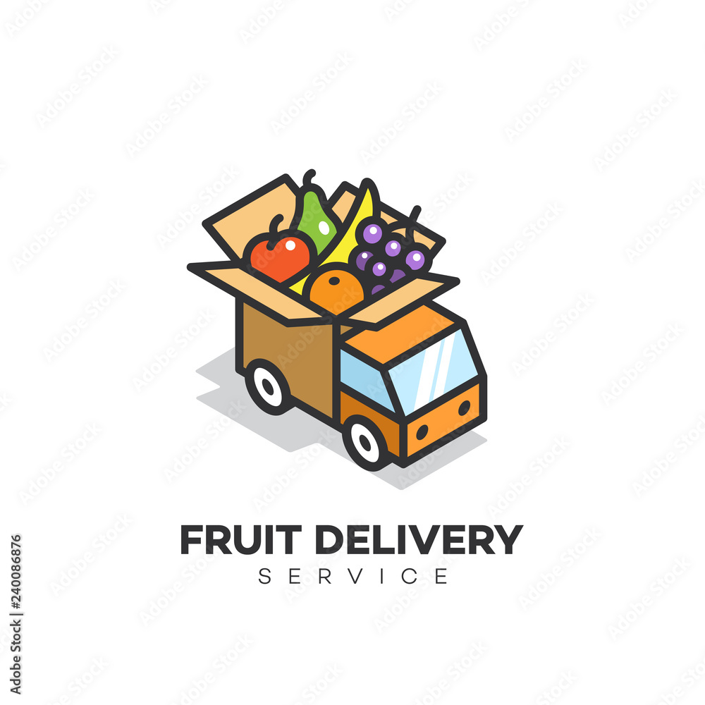 Fruit delivery service logo Stock Vector | Adobe Stock