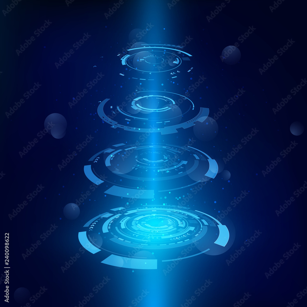Hologram display. Abstract futuristic object. HUD elemet ...