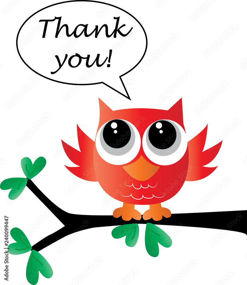 thank you from a sweet little owl Stock Illustration | Adobe Stock