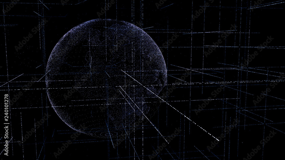 Digital data globe - abstract illustration of scientific technology ...
