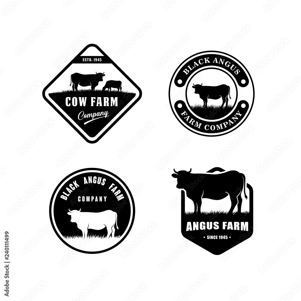 black angus logo design template. cow farm logo design Stock Vector ...