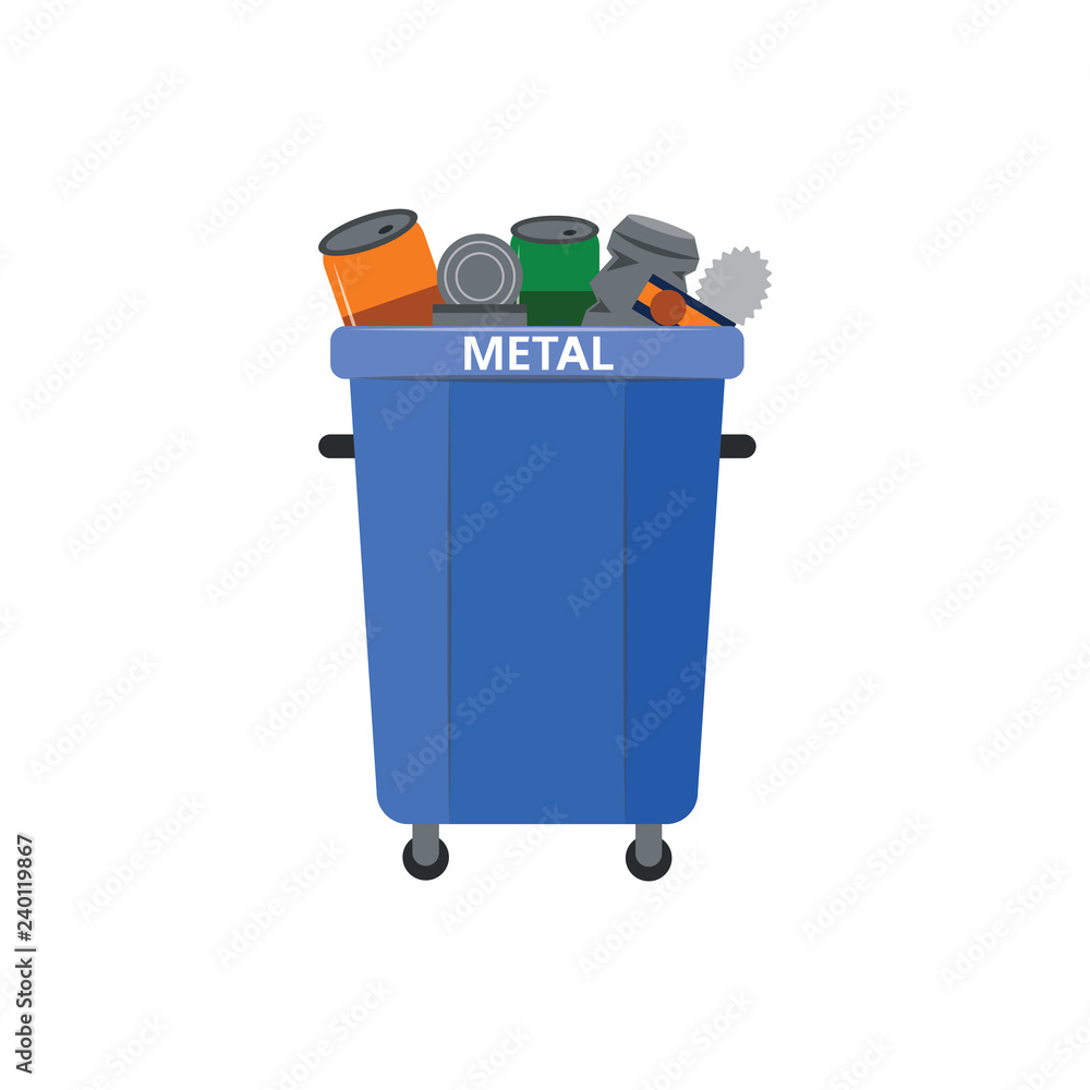Blue Metal Recycle Bin