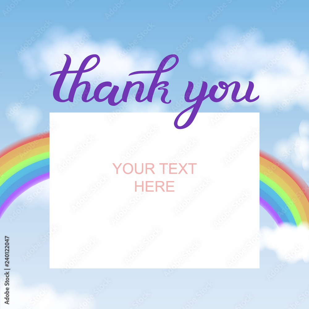 Paper sheet and thank you calligraphy hand lettering text under it ...