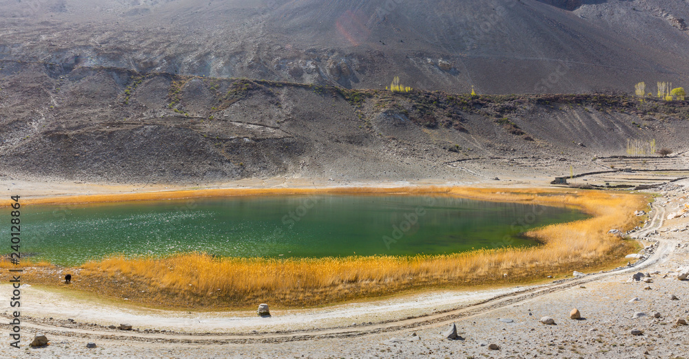Beautiful of Borit Lake at northwest of Husseini, a village near Gulmit ...