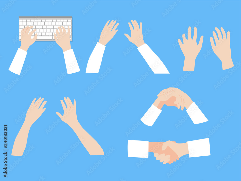 Set of human hands with different gestures collection for design ...