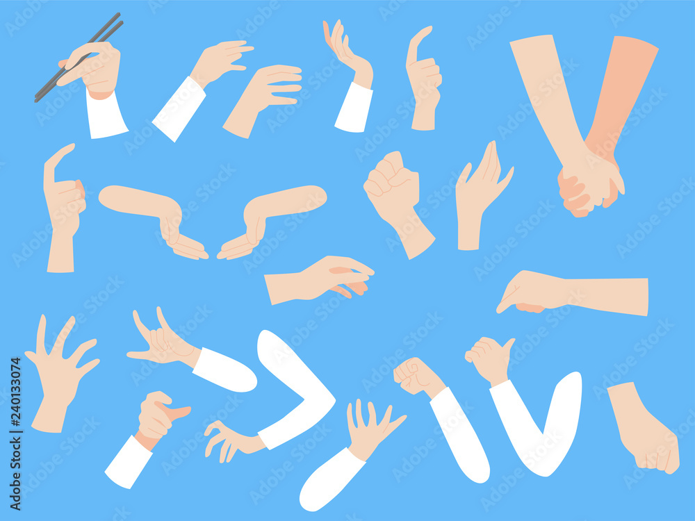 Set of human hands with different gestures collection for design ...