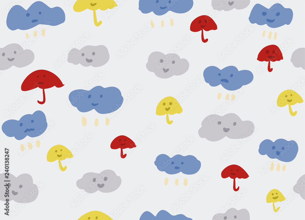 weather theme cute cartoon freehand drawing background Stock Vector ...