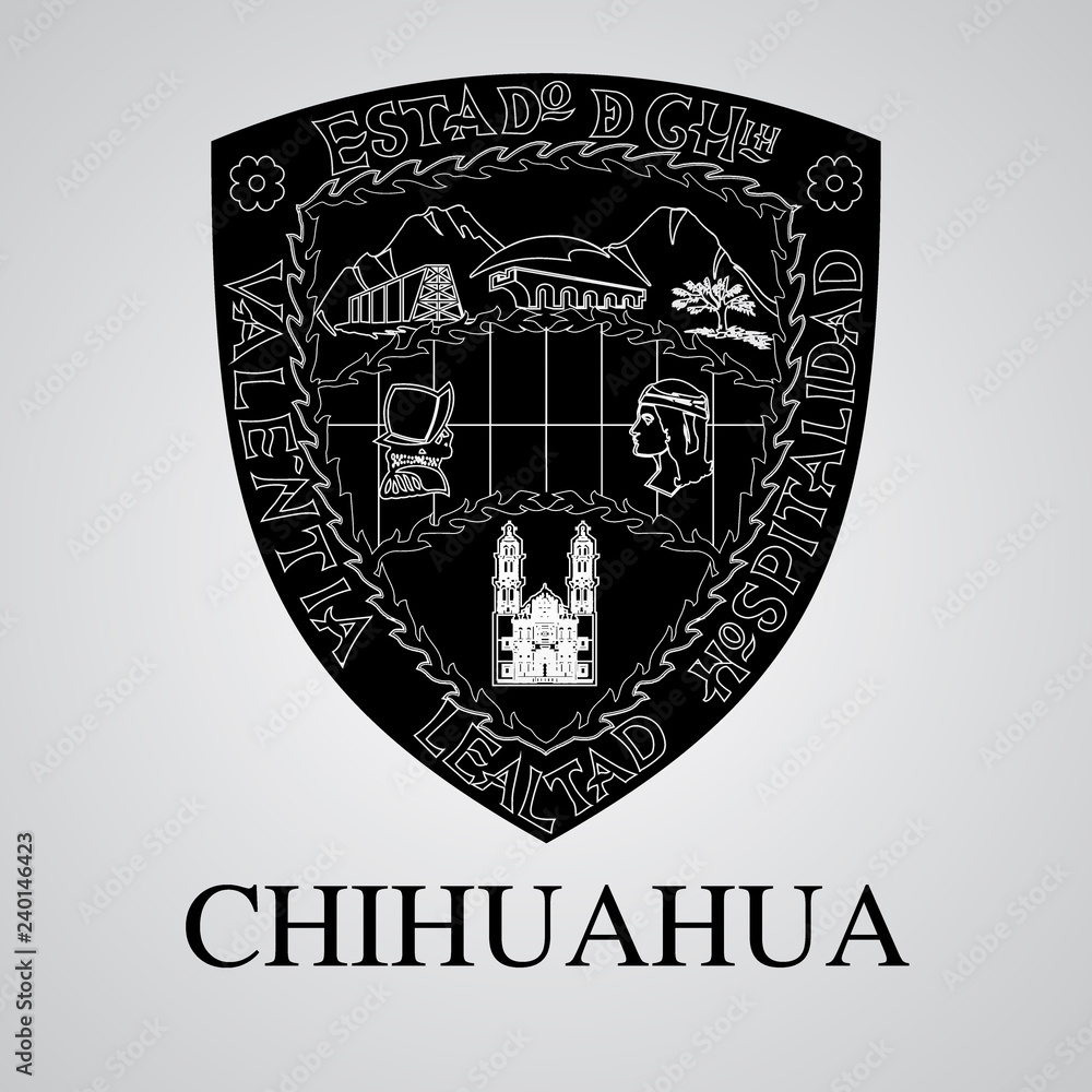 Silhouette of Chihuahua Coat of Arms. Mexican State. Vector ...