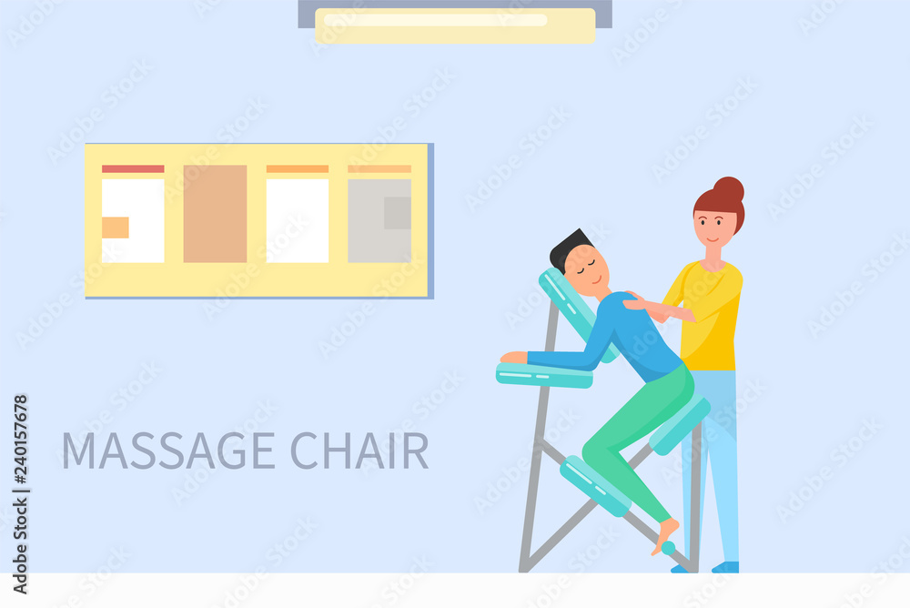 Massage Chair in Massaging Room Cartoon Banner Stock Vector | Adobe Stock