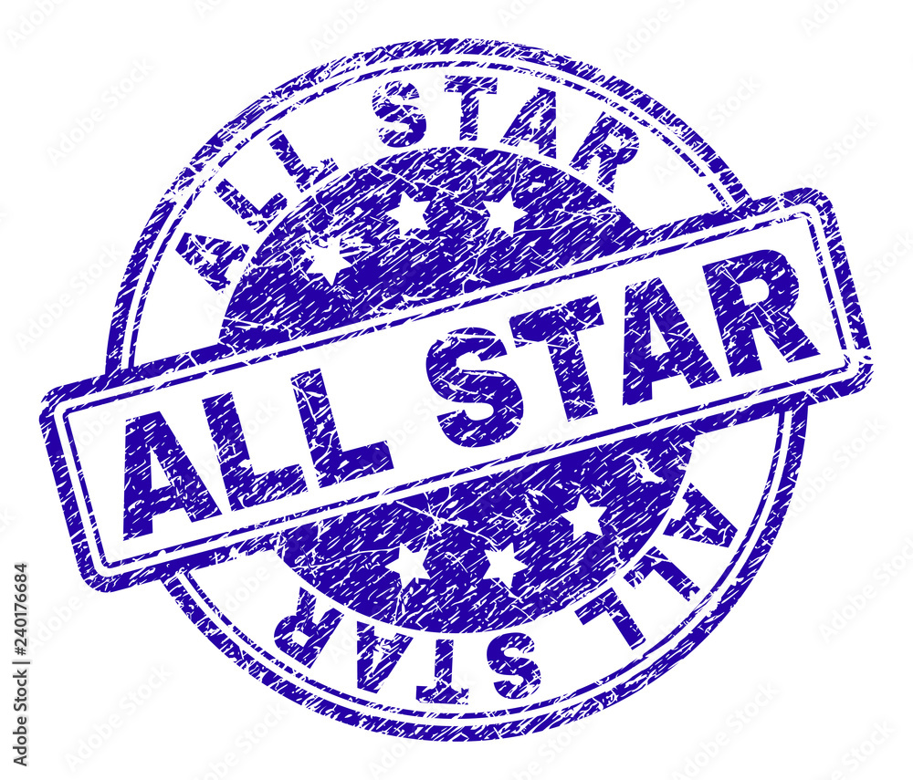ALL STAR stamp seal imprint with distress texture. Designed with ...
