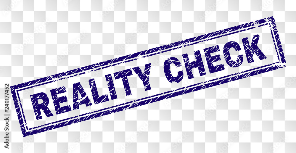REALITY CHECK stamp seal print with rubber print style and double ...