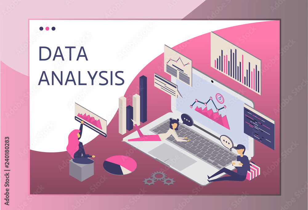 Modern flat design isometric concept of Data Analysis for website and ...