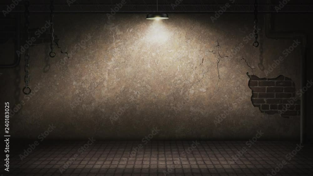 Creepy Basement 4K Loop features a view of a dark creepy basement with ...