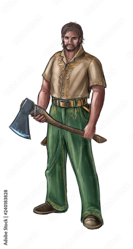 Concept art digital painting or illustration of fantasy villager ...