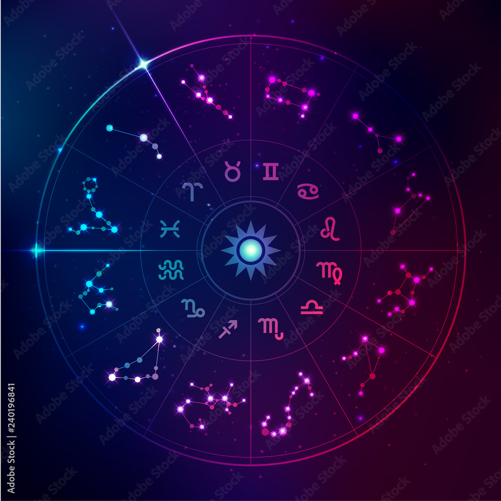 vector of horoscope signs in futuristic technology style, galaxy stars ...