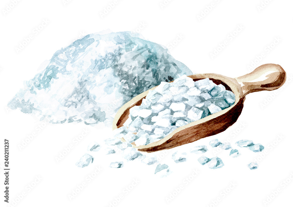 Sea salt watercolor hand drawn illustration isolated on white ...