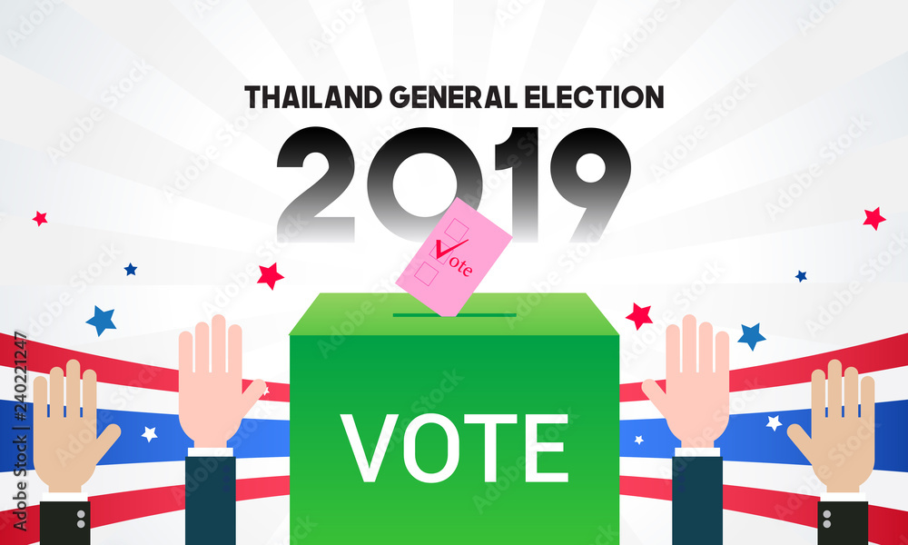 Thailand general election 2019 vector illustration. Ballot box with ...