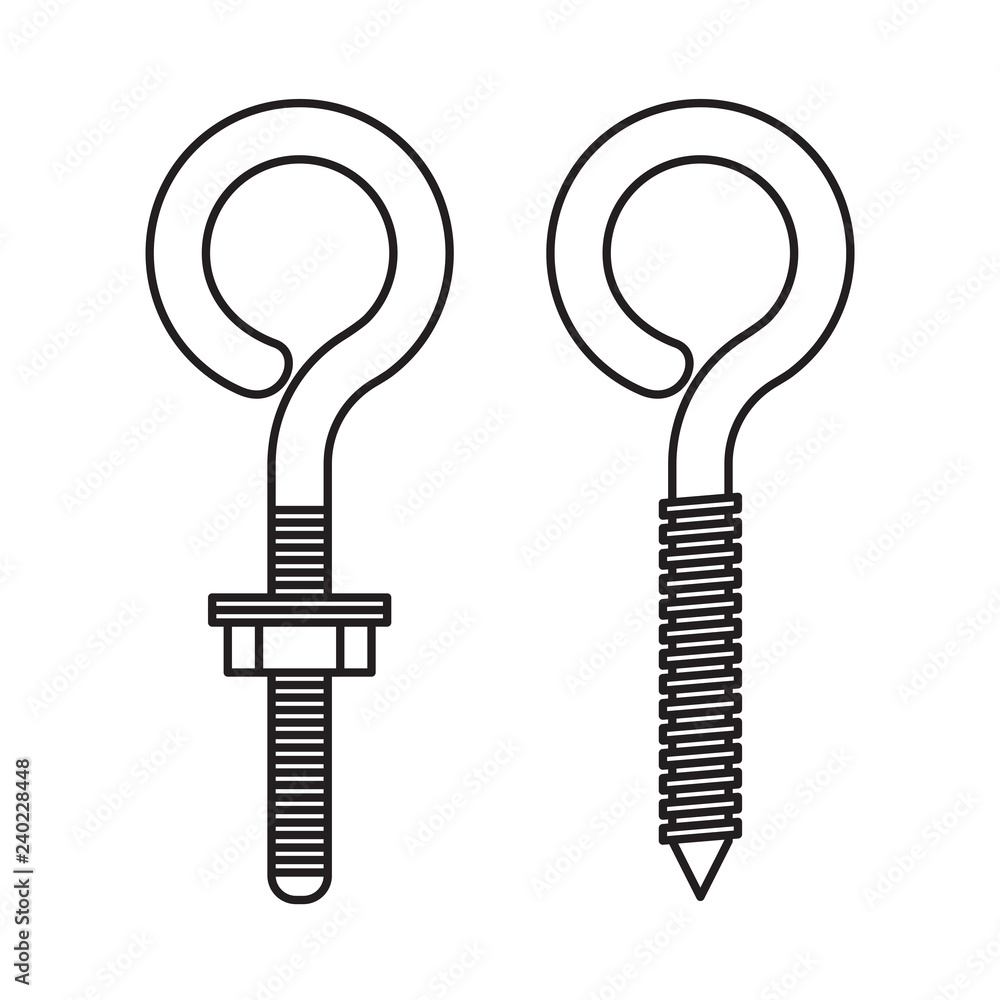 Lag screw eye bolt.Plain eye bolt Stock Vector | Adobe Stock
