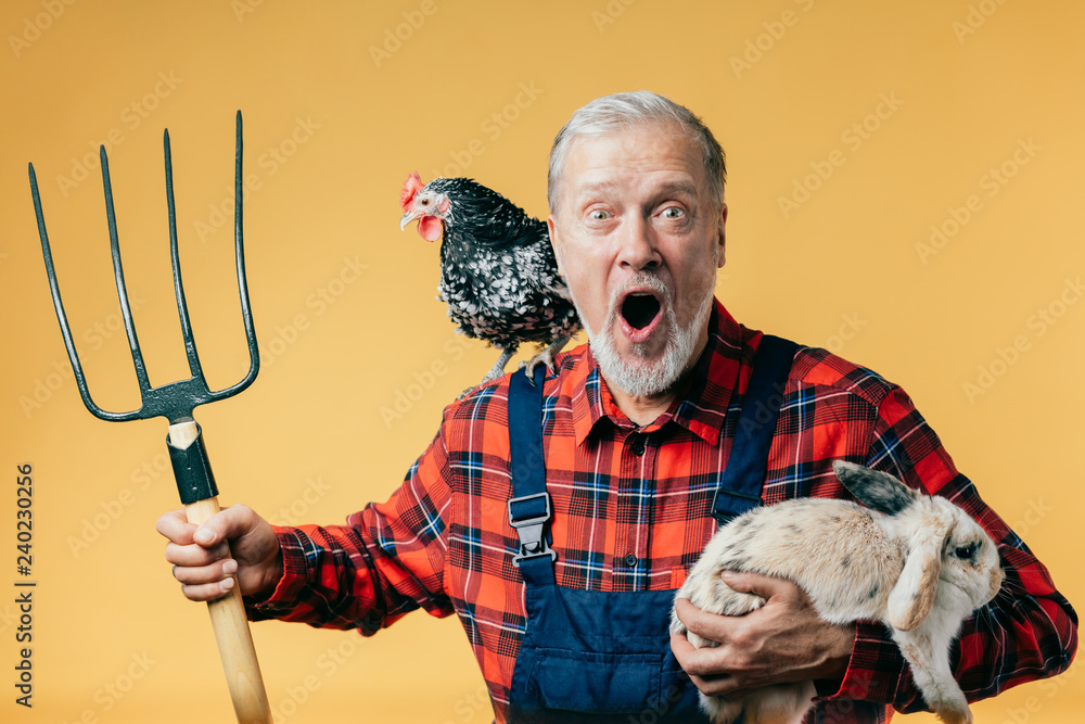 emotional old rancher withmouth wide open. close up photo. funny ...