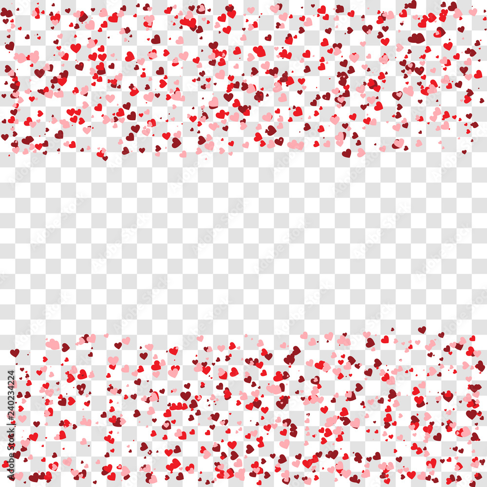 Confetti with hearts on Transparent background. Borders, frame with ...