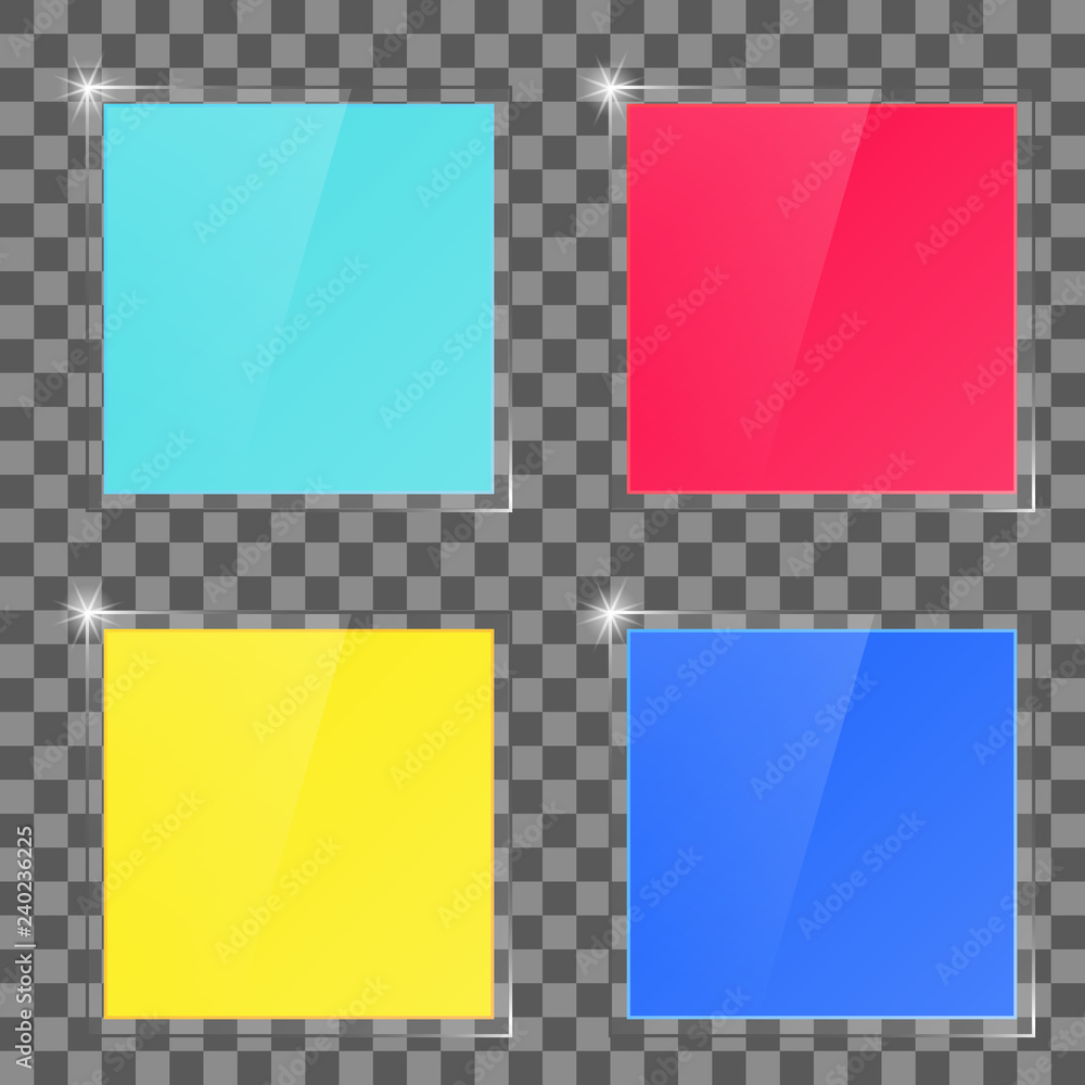 Glass rectangle shapes set. Realistic vector illustration for ...