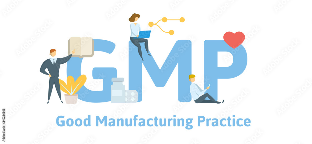 GMP, Good Manufacturing Practice. Concept with keywords, letters and ...
