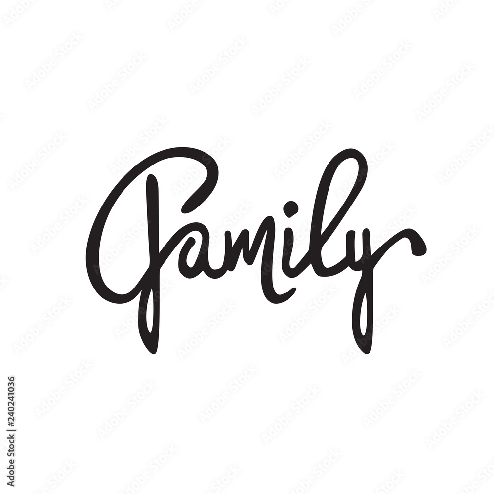 Family word. Hand lettering. White background. Vector calligraphy. 素材庫 ...