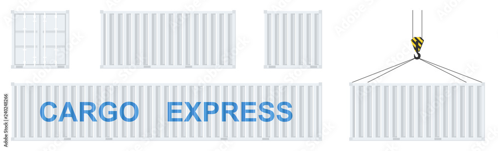 Cargo container set isolated on white background. Colorful box from ...