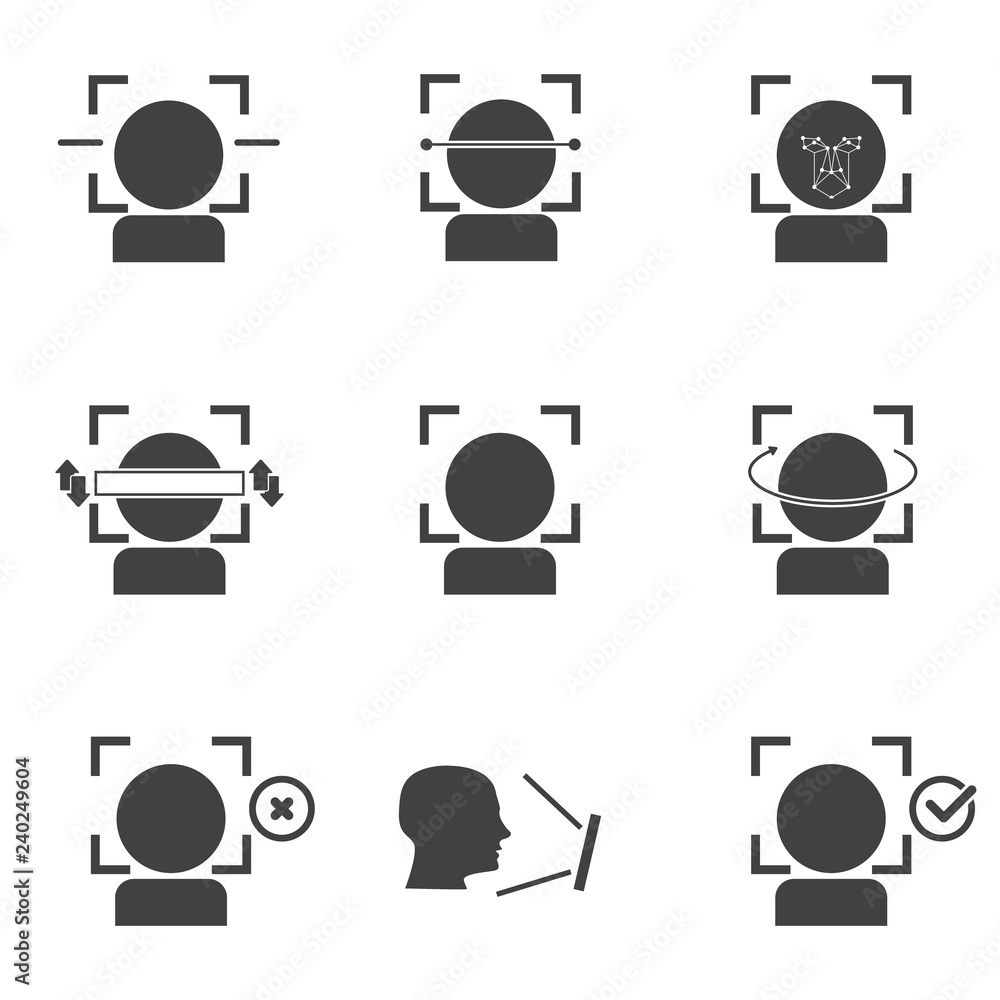 Face recognition set. Identifying and verifying a person with computer ...