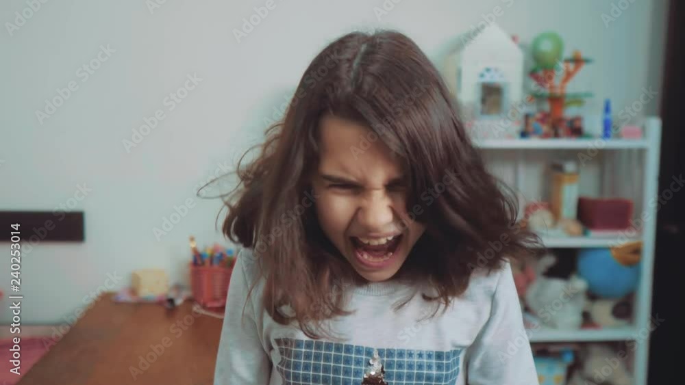 emotion depression concept children. Shocked panic little girl ...
