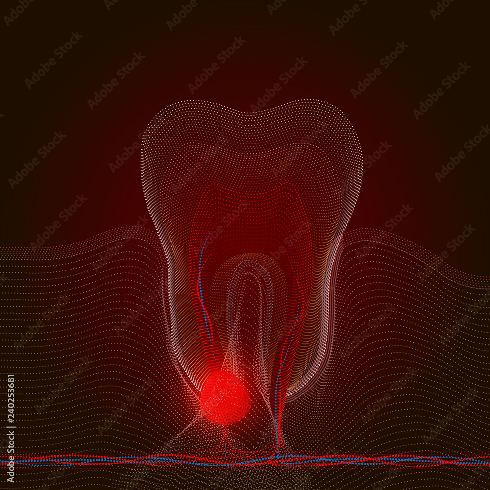 Point styling with a point of pain and inflammation. Medical ...