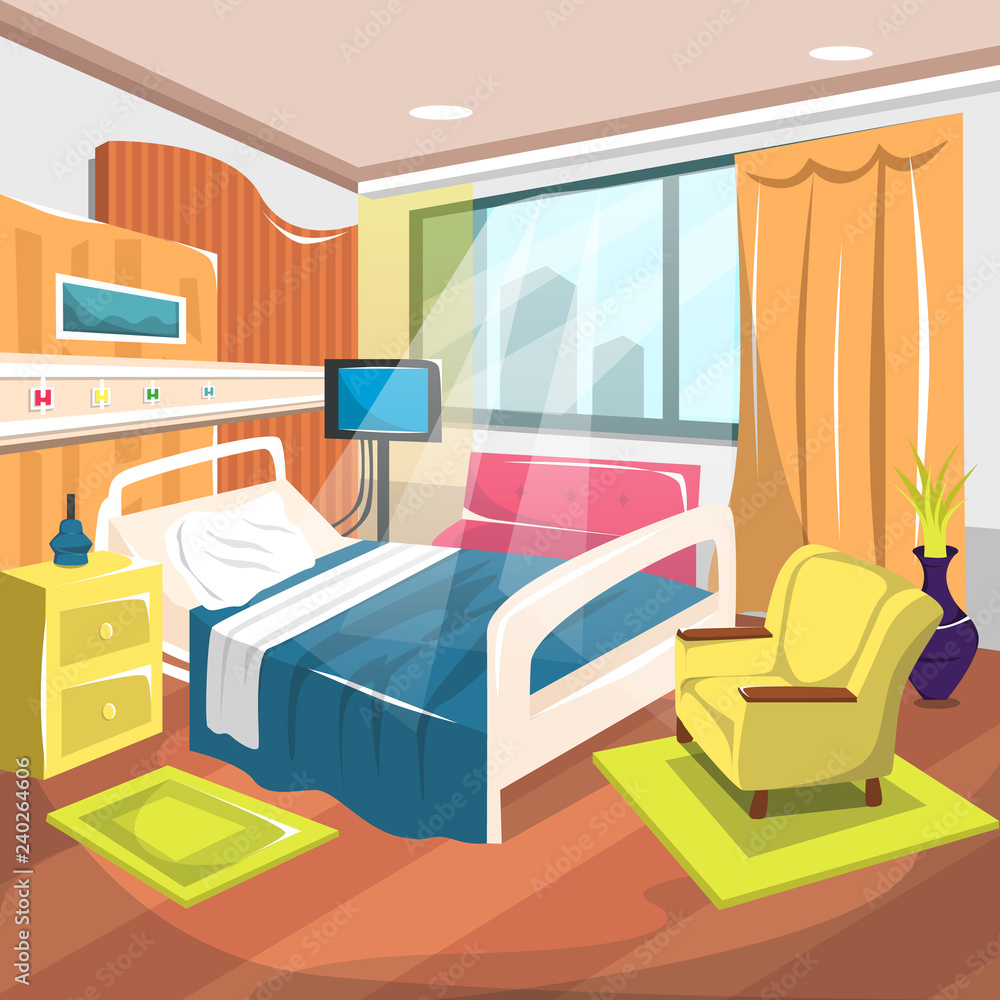 Inpatient Rehab Room Hospital with Large Bed, Heart Rate Monitor, Sofa ...