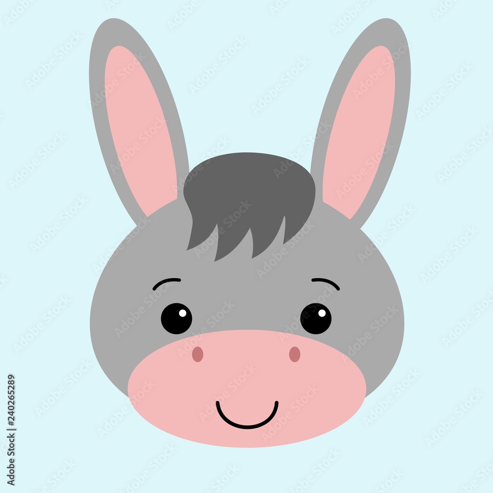Cartoon cute donkey. Vector illustration with a farm animal. Stock ...