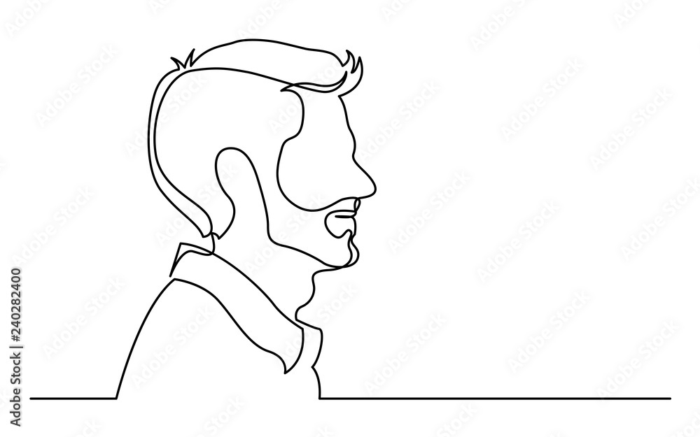 continuous line drawing of isolated on white background profile ...