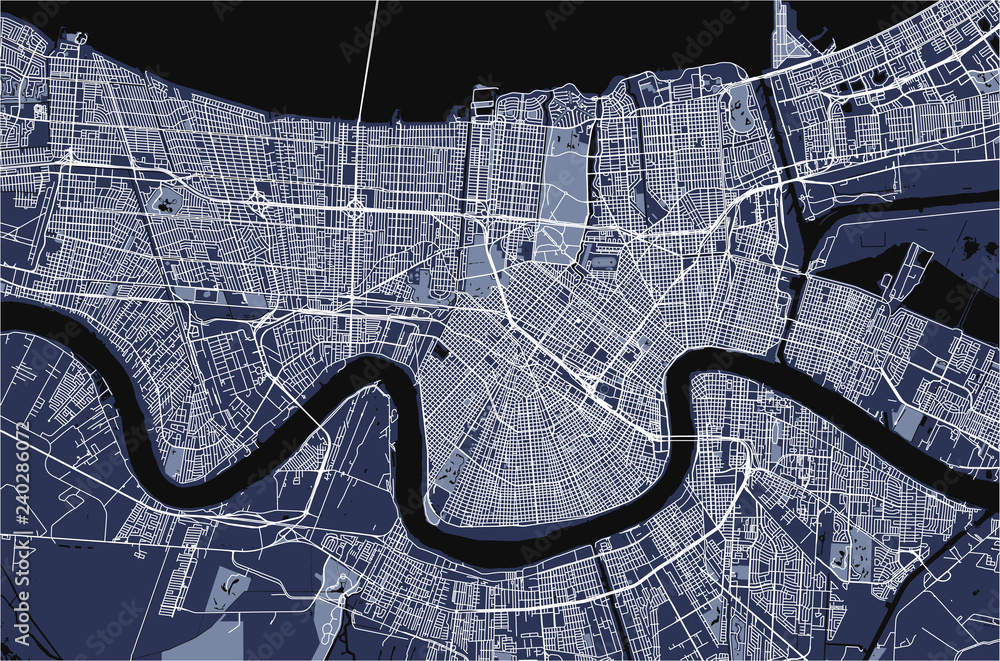map of the city of New Orleans, Louisiana, USA Stock Vector | Adobe Stock