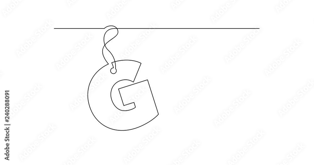 continuous line drawing of alphabet letter label design Stock Video ...