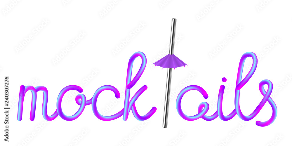 mocktails calligraphic colorful hand-drawn lettering text with reusable ...